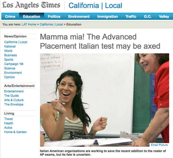 The California Community: Save the AP Italian Exam!